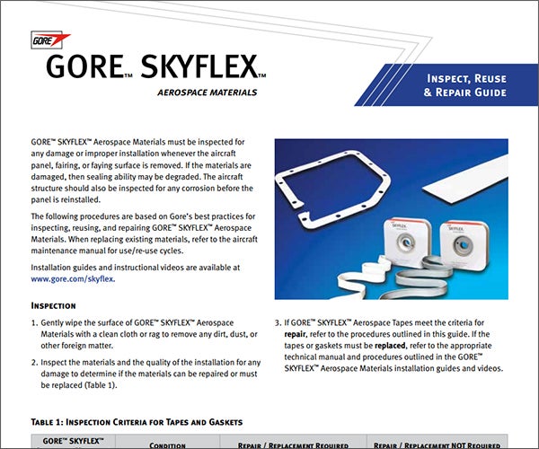Inspect, Reuse & Repair Guide: GORE® SKYFLEX® Aerospace Materials | Gore